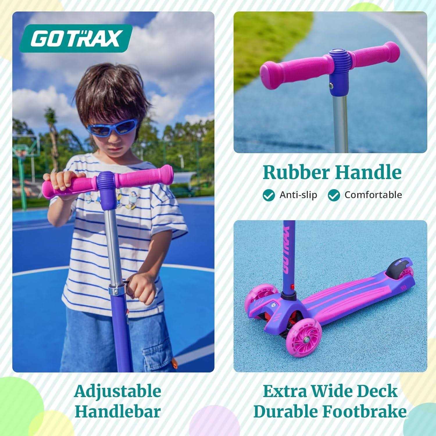 Gotrax Kids Kick Scooter, LED Lighted Wheels and Adjustable Height Handlebars - Sports Supplies ...