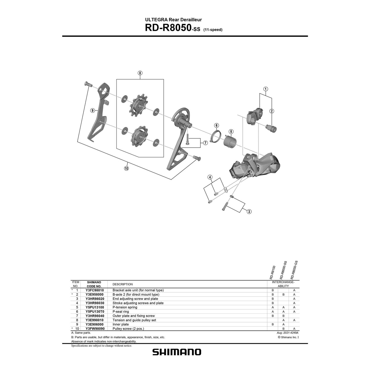 Shimano RD-R8050 Ultegra Di2 Rear Derailleur - Sports Supplies Online Store