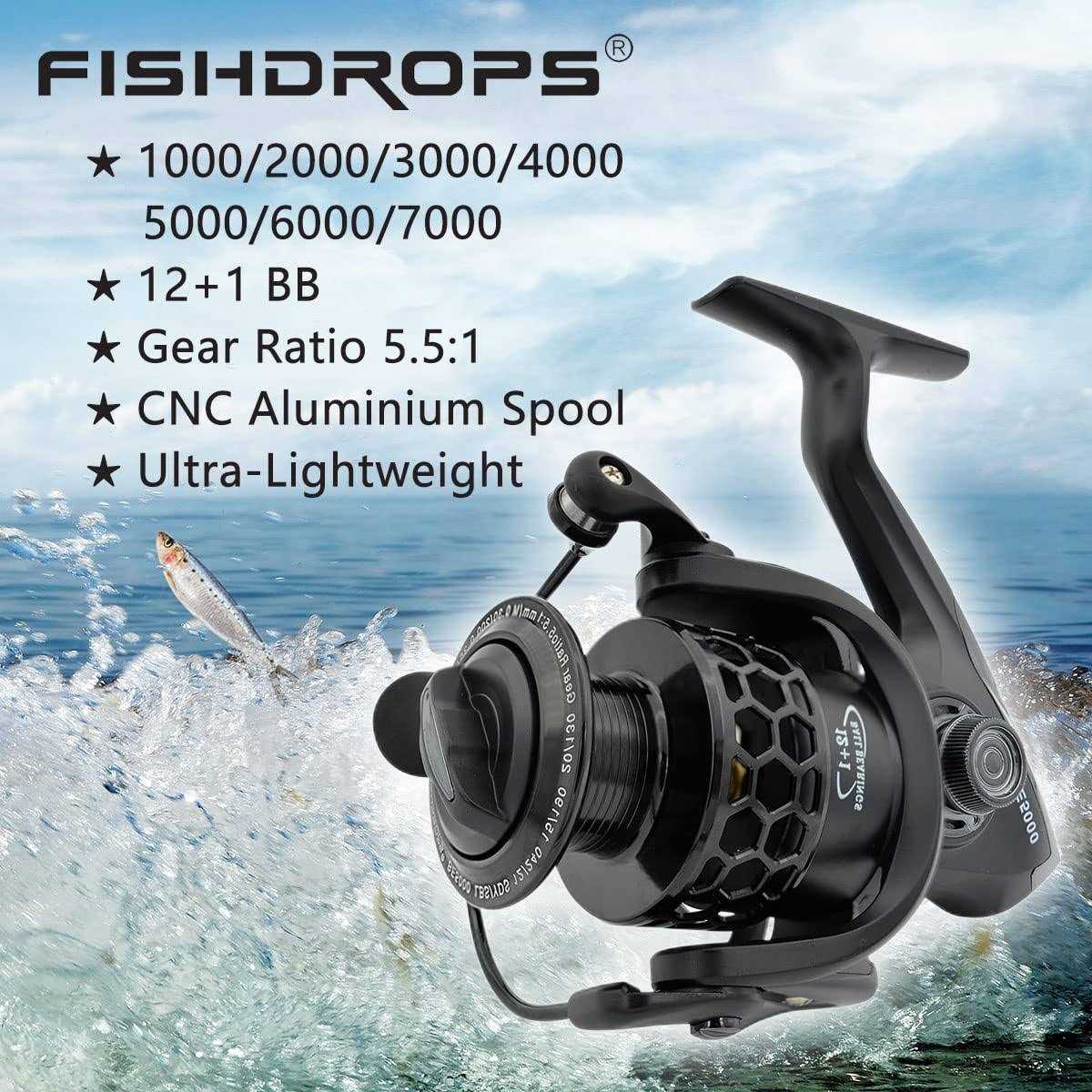 Fishdrops Spinning Fishing Reels 12+1bb Ultra Lightweight Carved ...