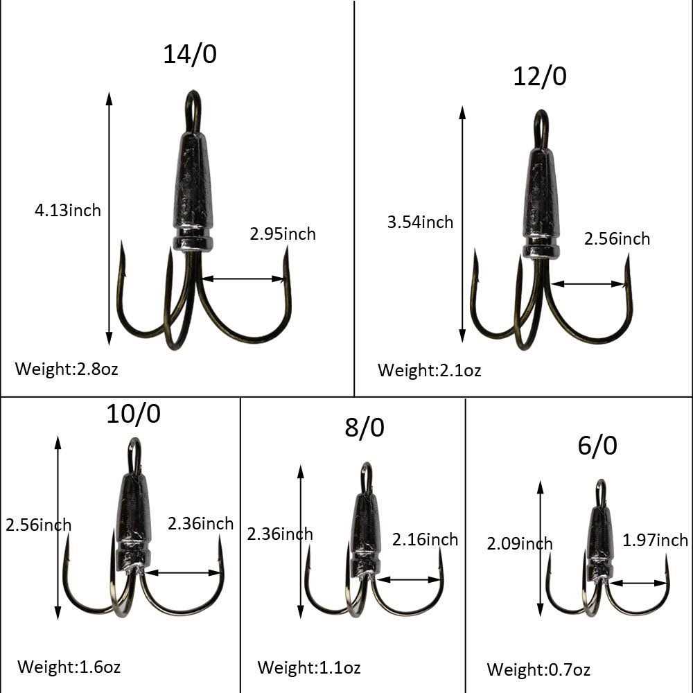 Laxygo Snagging Hooks Snagging Weighted Treble Hooks 2pcs/Pack Fishing ...