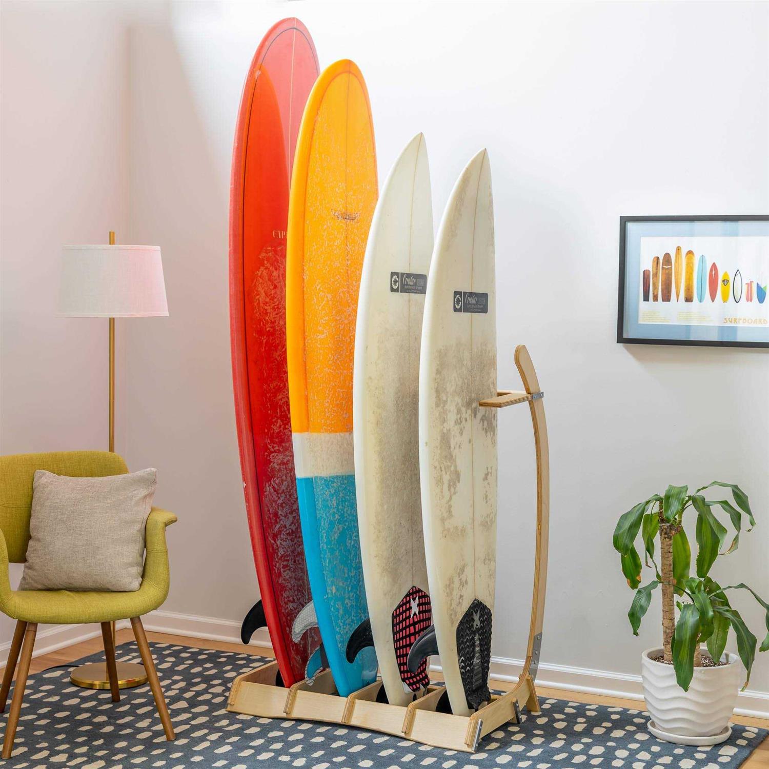 storeyourboard Freestanding Surf Rack Wooden Surfboard Display Stand ...