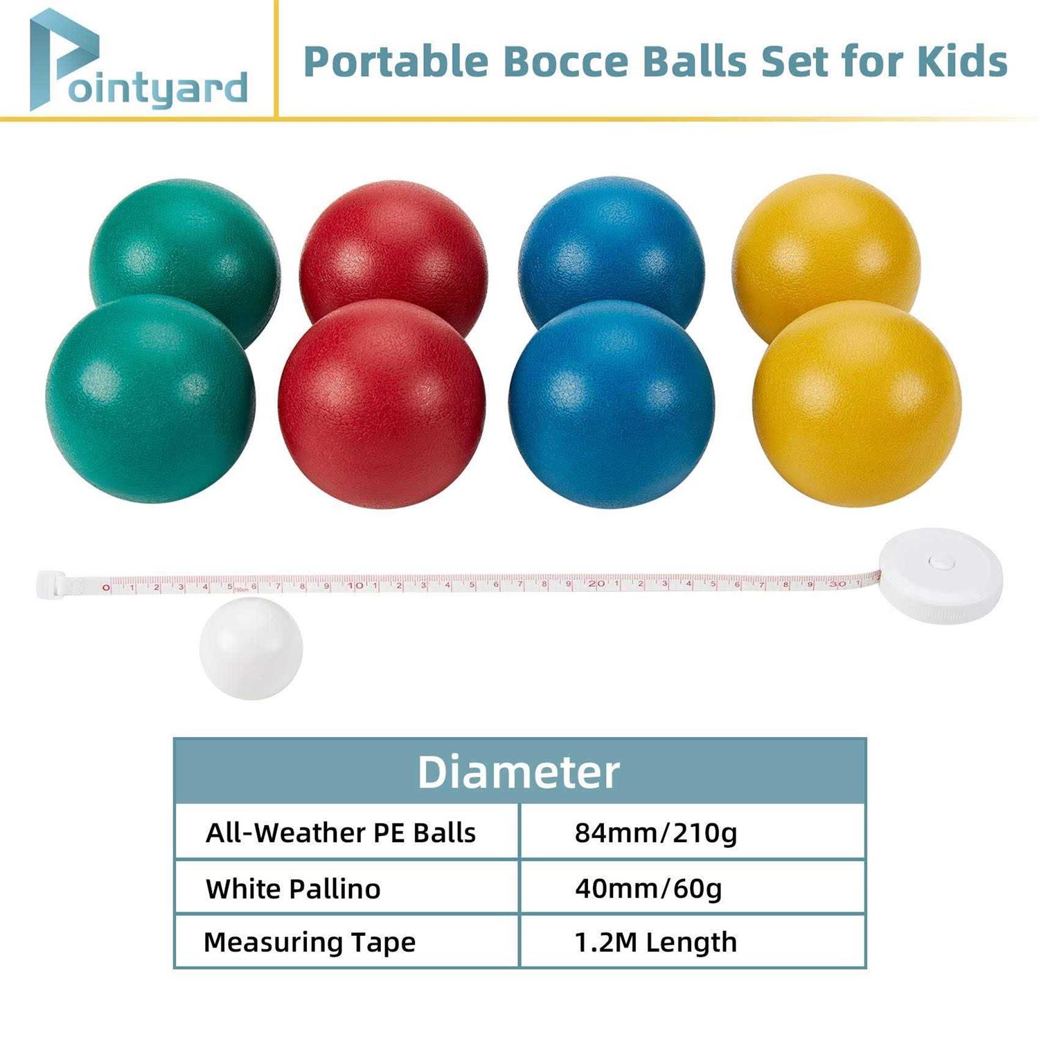 Pointyard Bocce Ball Set Lighter 84mm Bocce Ball Set with 8 PE Bocce ...