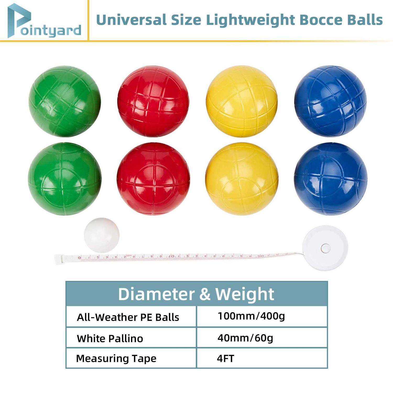 Pointyard Bocce Ball Set Lighter 84mm Bocce Ball Set with 8 PE Bocce ...