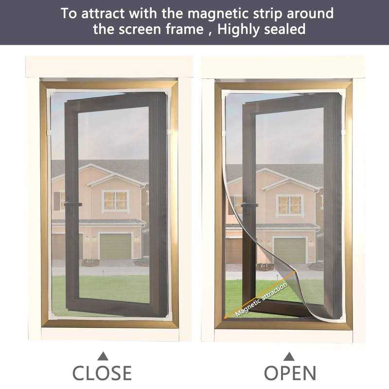 JOOFAN DIY Adjustable Magnetic Window Screen Max 56x35W Fits Magnet ...