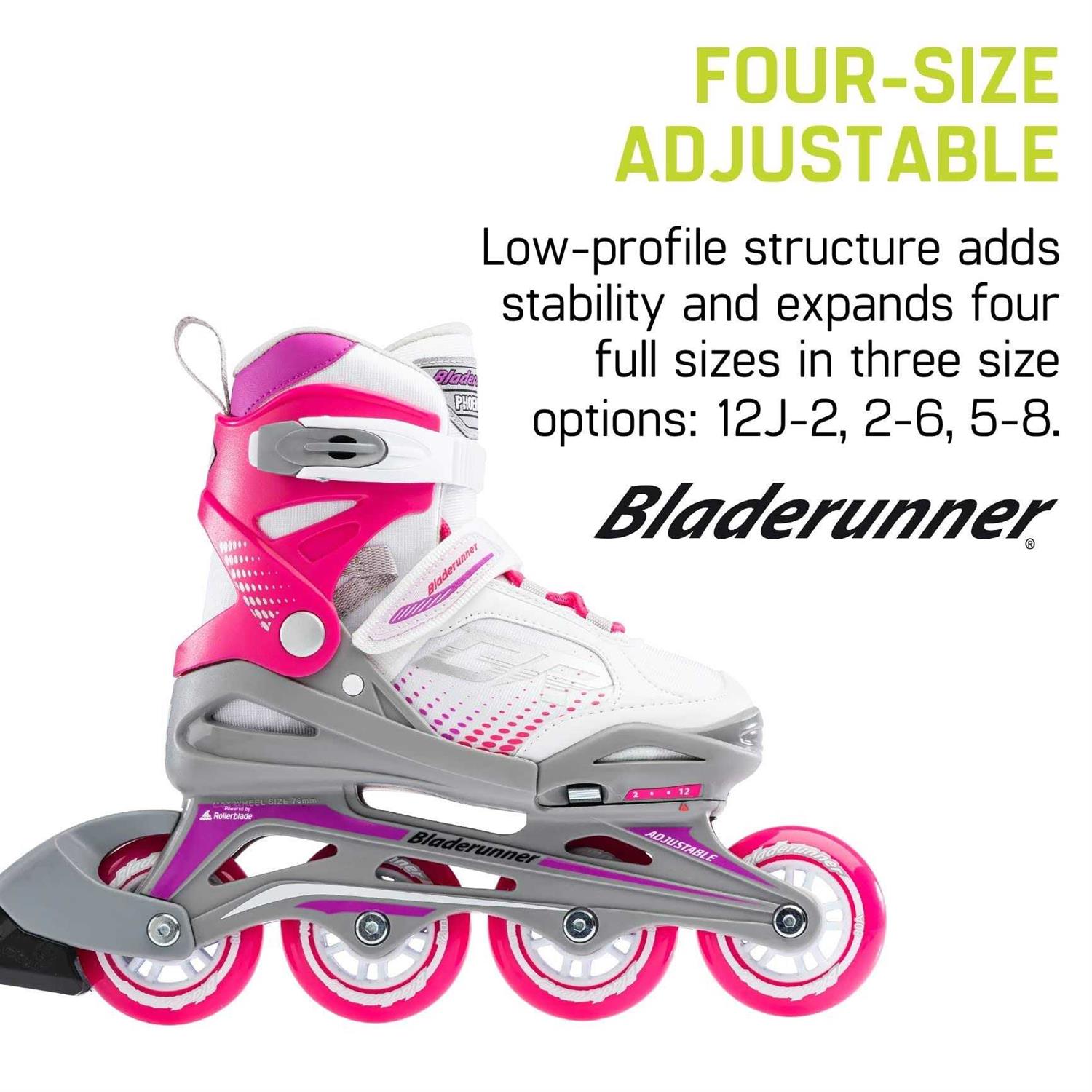 Rollerblade Bladerunner Phoenix Girls Adjustable Fitness Inline Skate ...