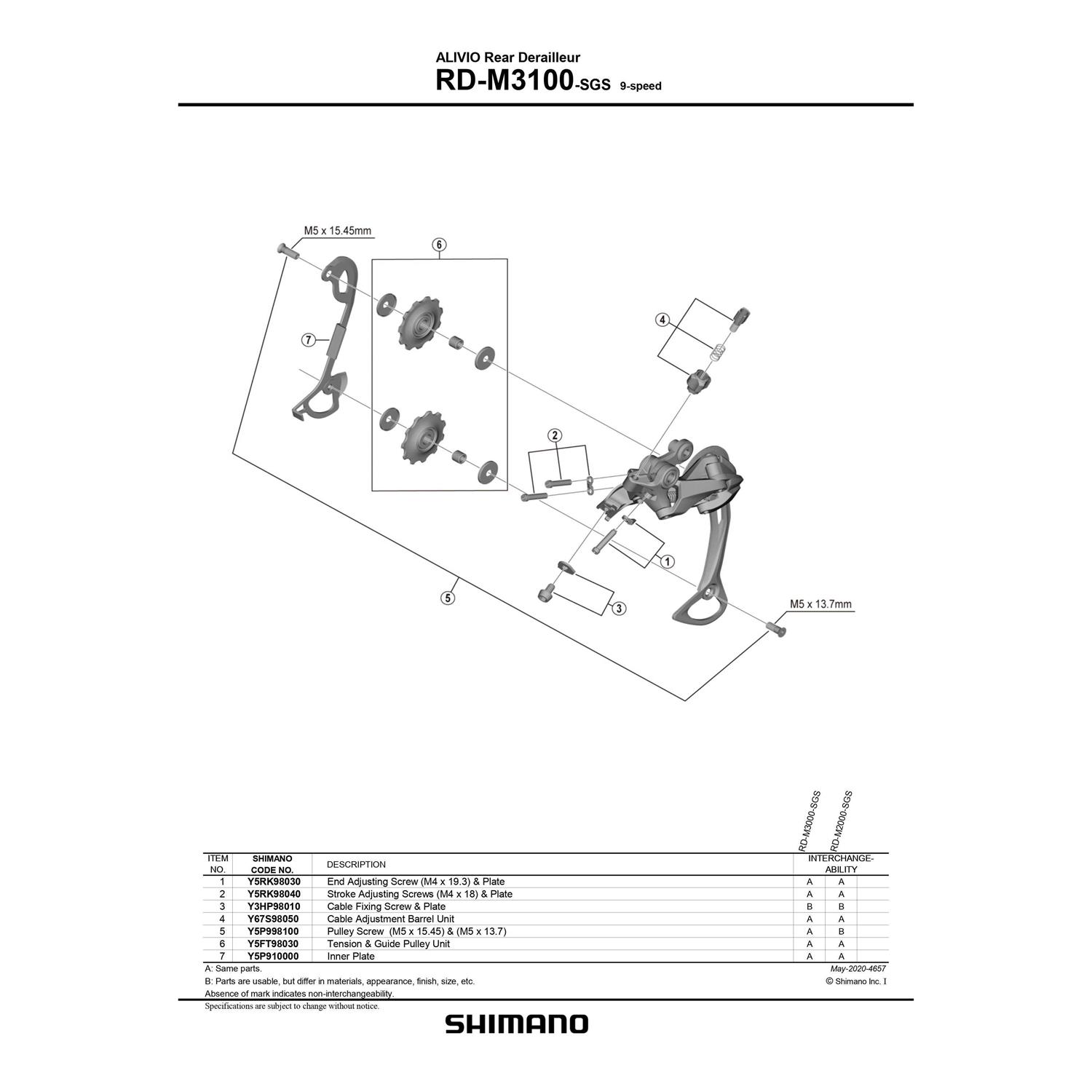 Shimano Alivio RD-M3100 Rear Derailleur - Sports Supplies Online Store