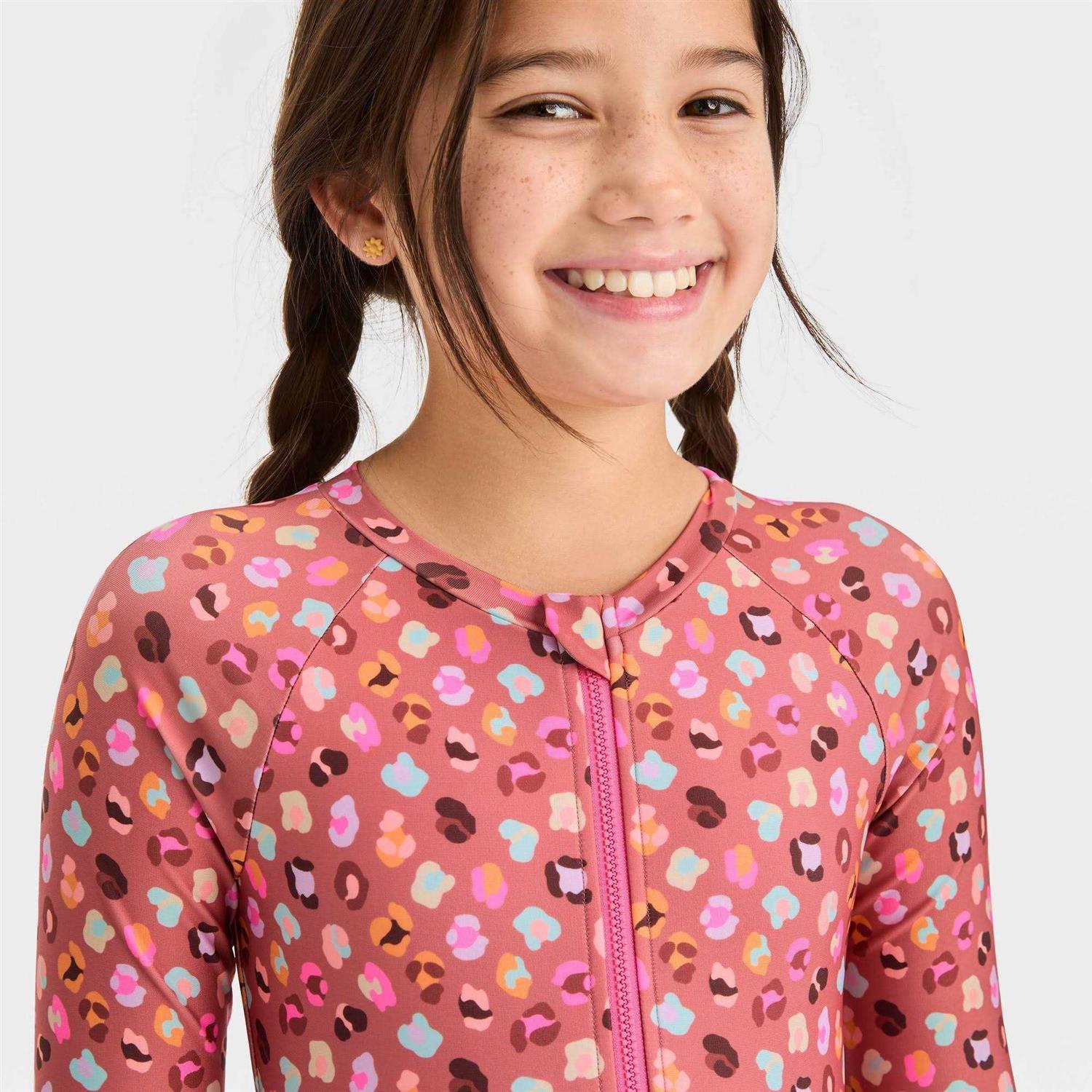 Girls' Cat & Jack Wild Leopard Spots One Piece Rash Guard - Sports ...