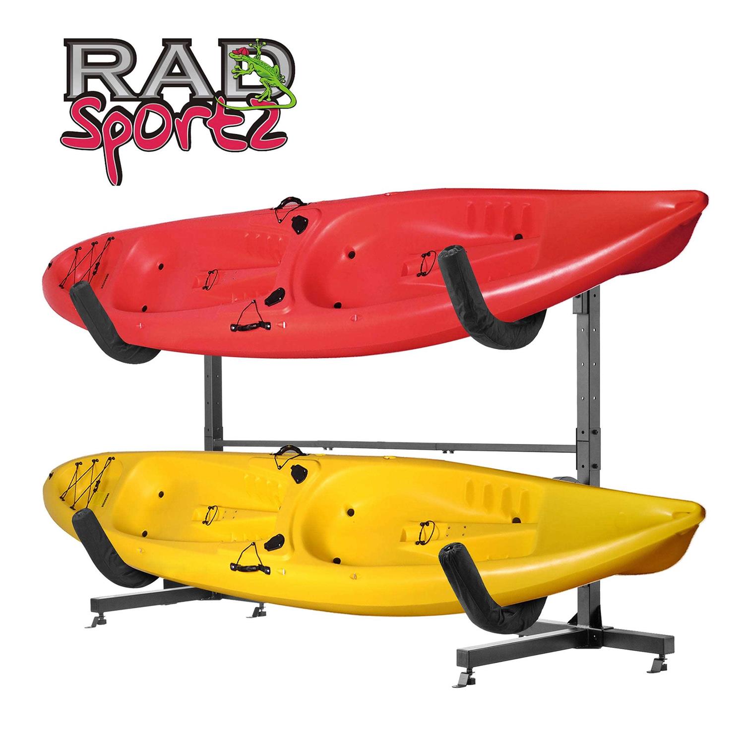 Rad Sportz Indoor Outdoor Freestanding Heavy Duty Two Kayak Storage ...
