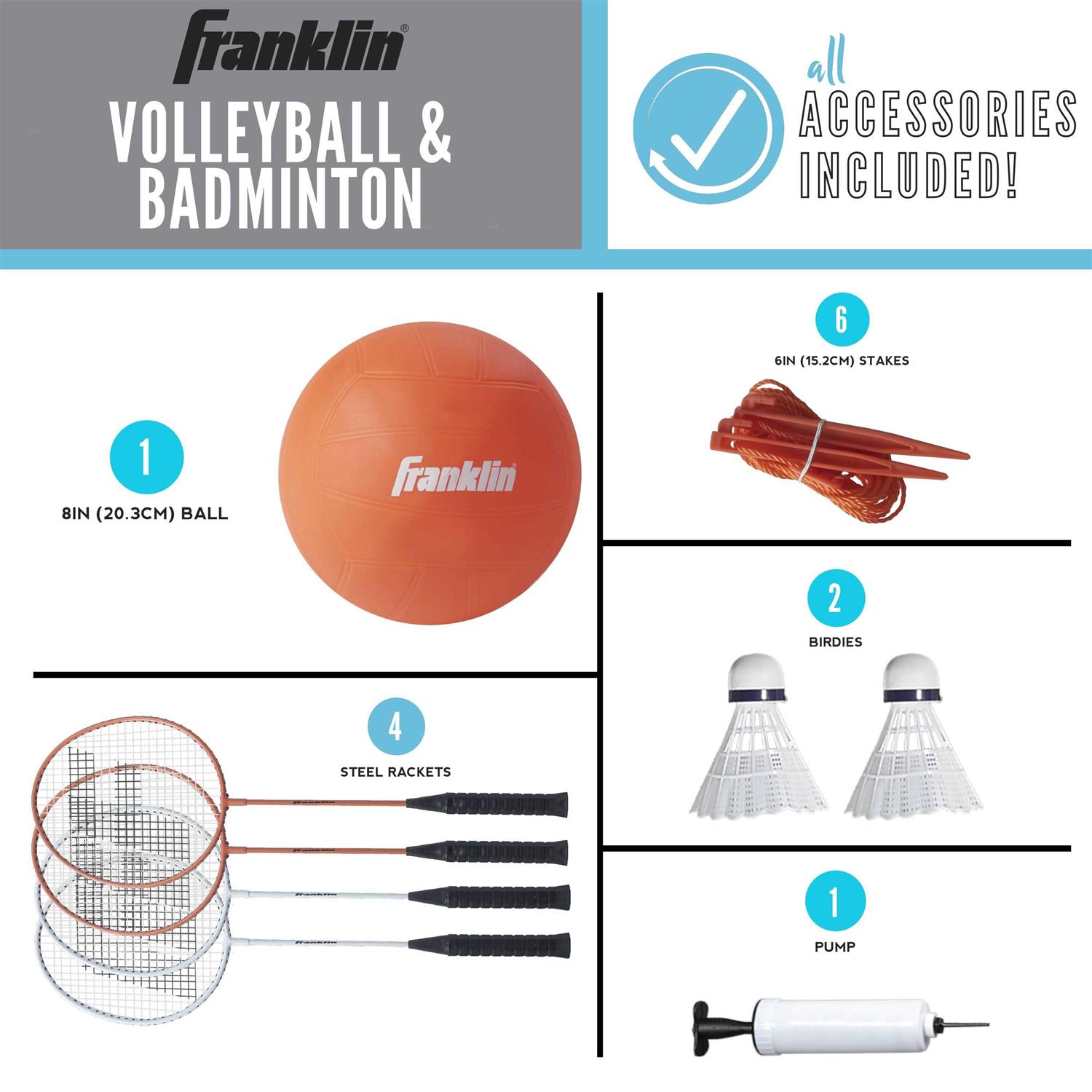 Franklin Sports Starter Badminton Volleyball Set - Sports Supplies ...
