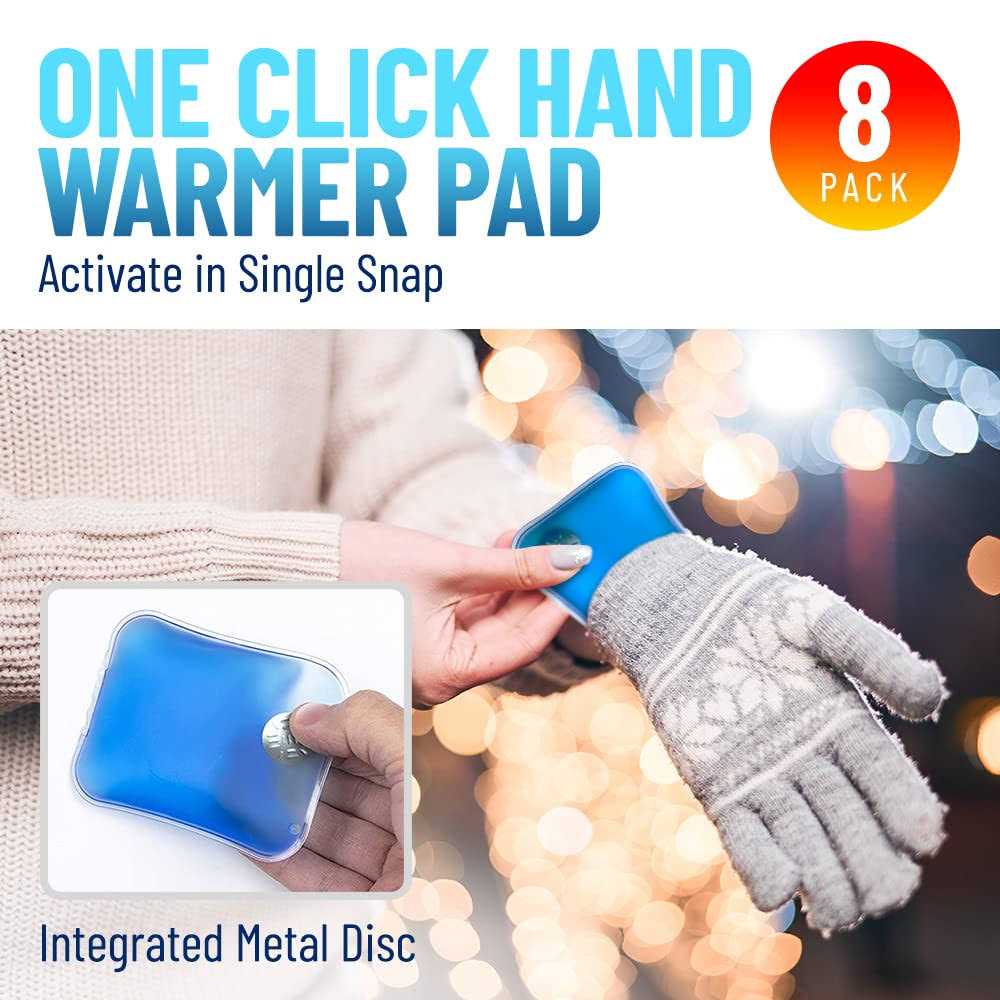 Reusable Heat Packs Set of 8 Gel Hand Warmer with Snap to Heat Metal ...