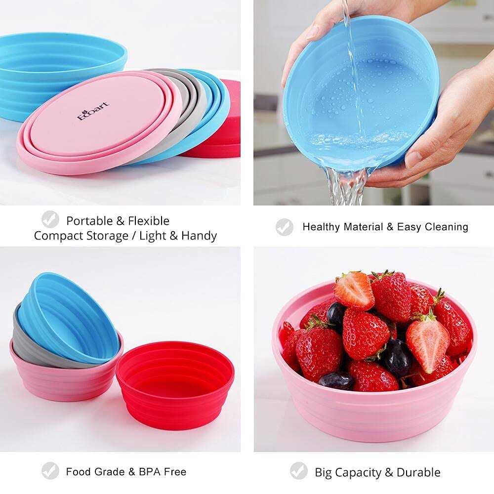 Ecoart Silicone Expandable Collapsible Bowl for Travel Camping Hiking ...