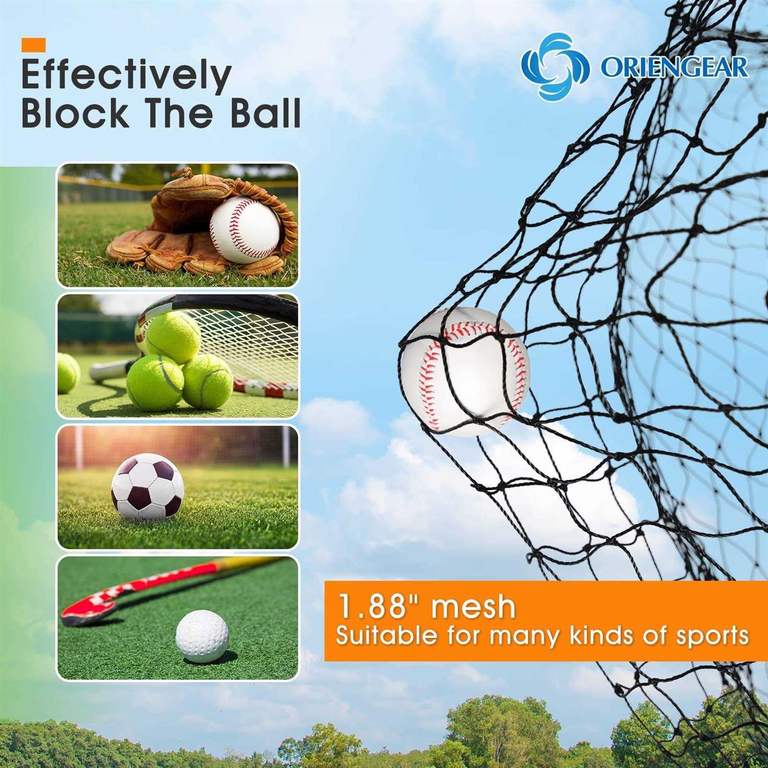 ORIENGEAR Baseball Batting Cage Nets, ONLY NET Baseball and Softball ...