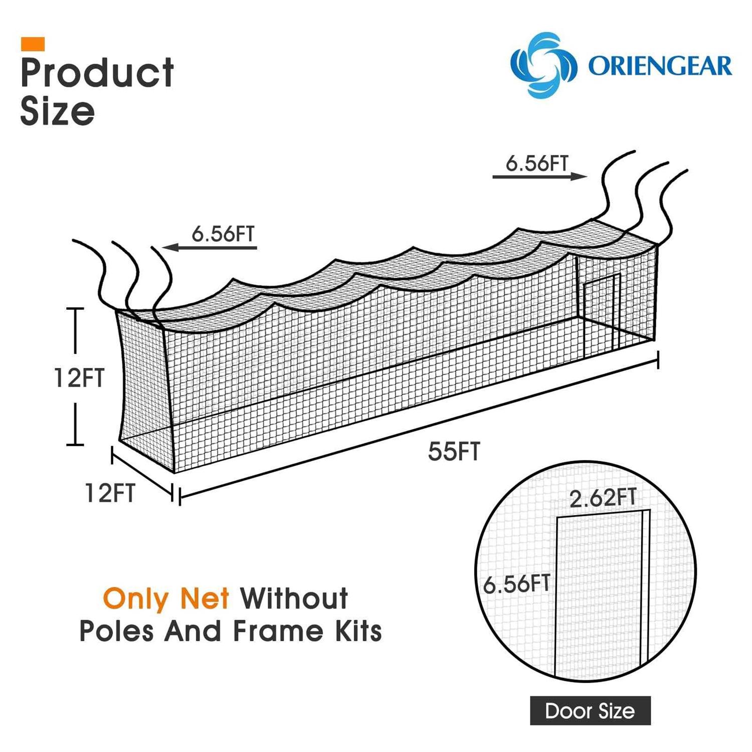 ORIENGEAR Baseball Batting Cage Nets, ONLY NET Baseball and Softball ...