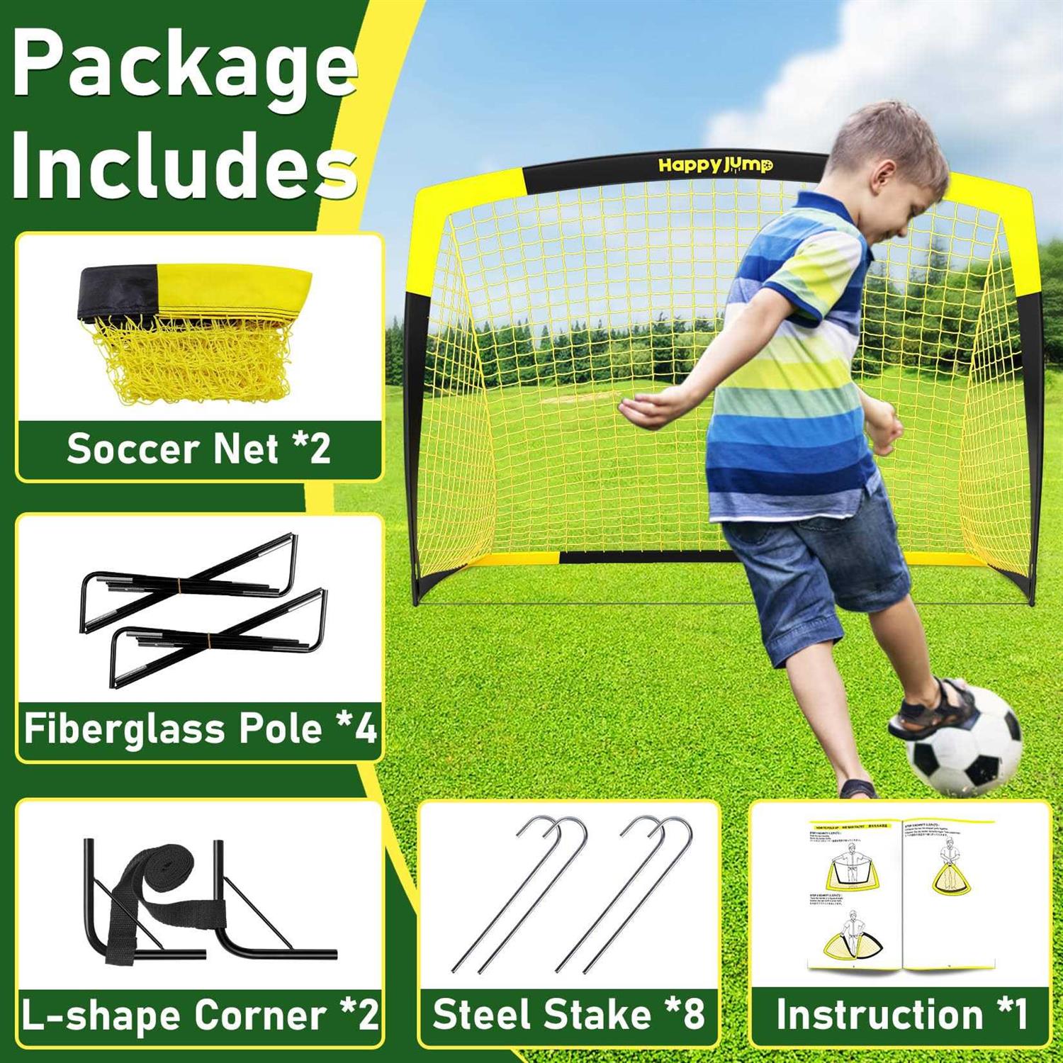 Happy Jump Soccer Goal Pop Up Foldable Soccer Net for Backyard - Sports ...