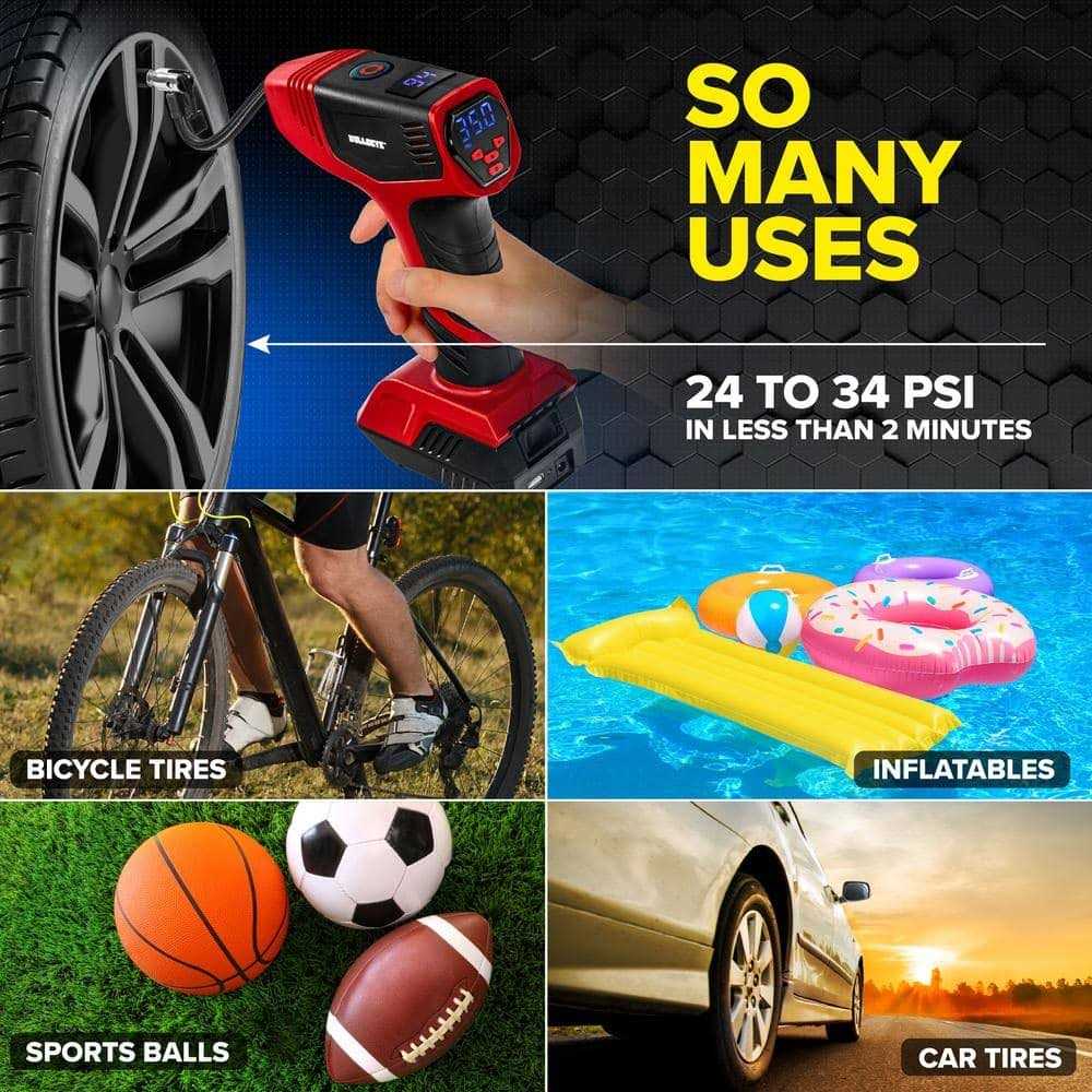 BULLSEYE Pro 150 PSI Cordless Handheld Rechargeable Tire Inflator with ...