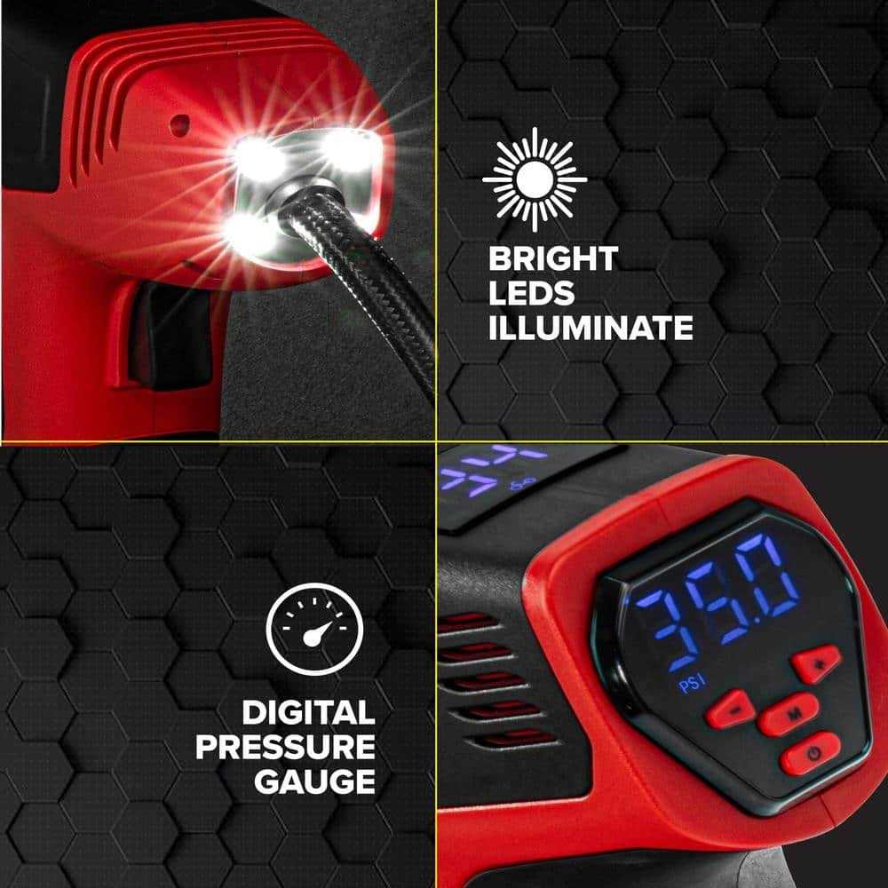 BULLSEYE Pro 150 PSI Cordless Handheld Rechargeable Tire Inflator with ...
