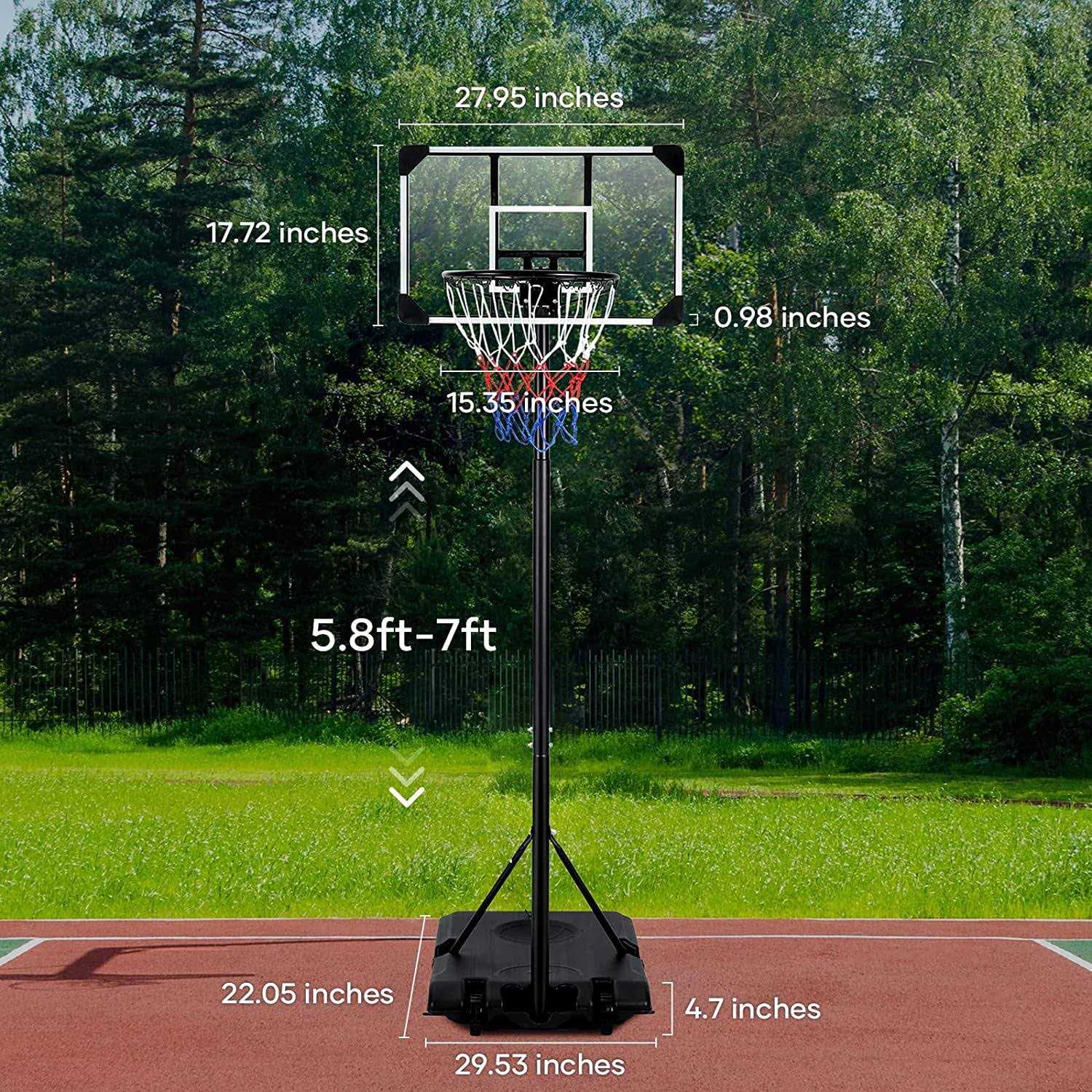 MaxKare Portable Basketball Hoop Goal Basketball Hoop System Height ...