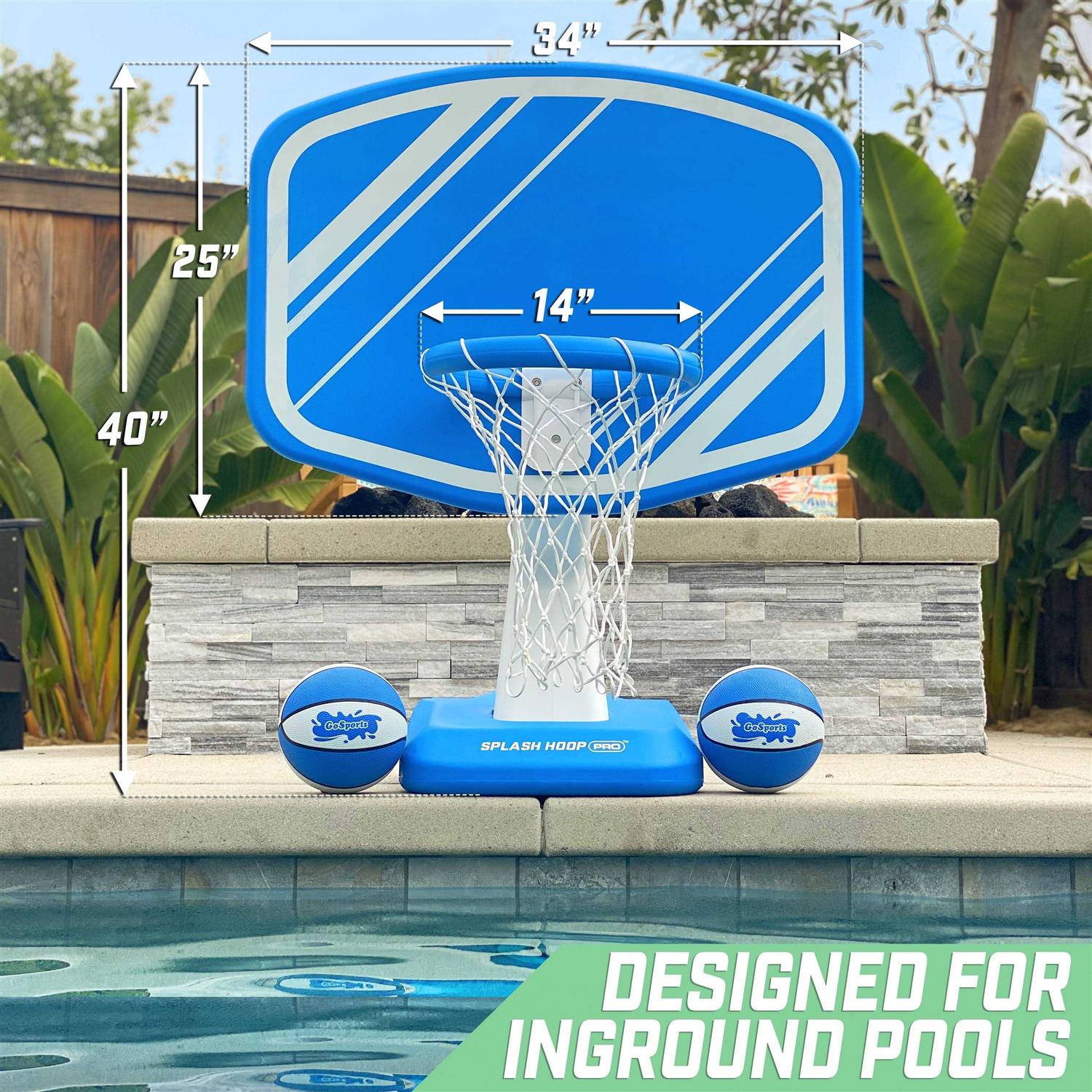 GoSports Splash Hoop PRO Poolside Basketball Game, Includes Hoop, 2 ...