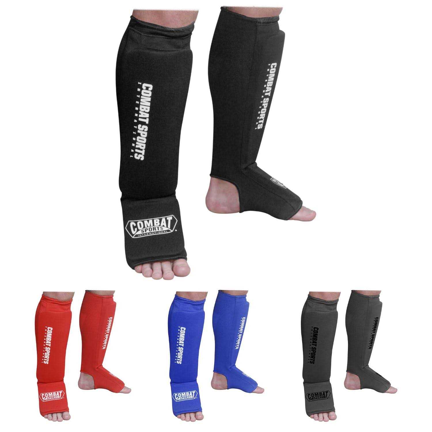 Combat Sports Washable MMA Elastic Cloth Shin & Instep Padded Guards ...
