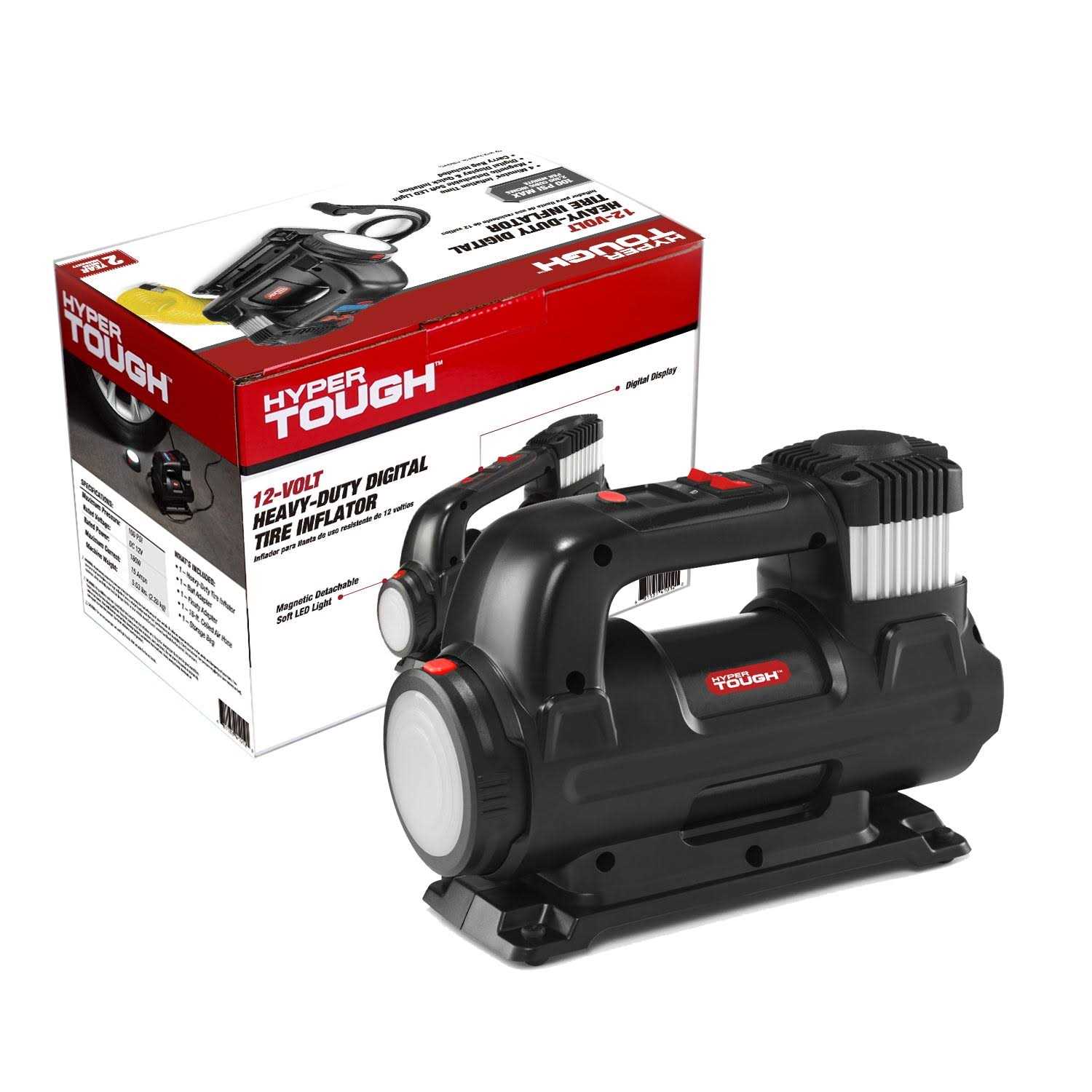 Hyper Tough DC 12V Heavy Duty Direct Drive Digital Tire Inflator with ...