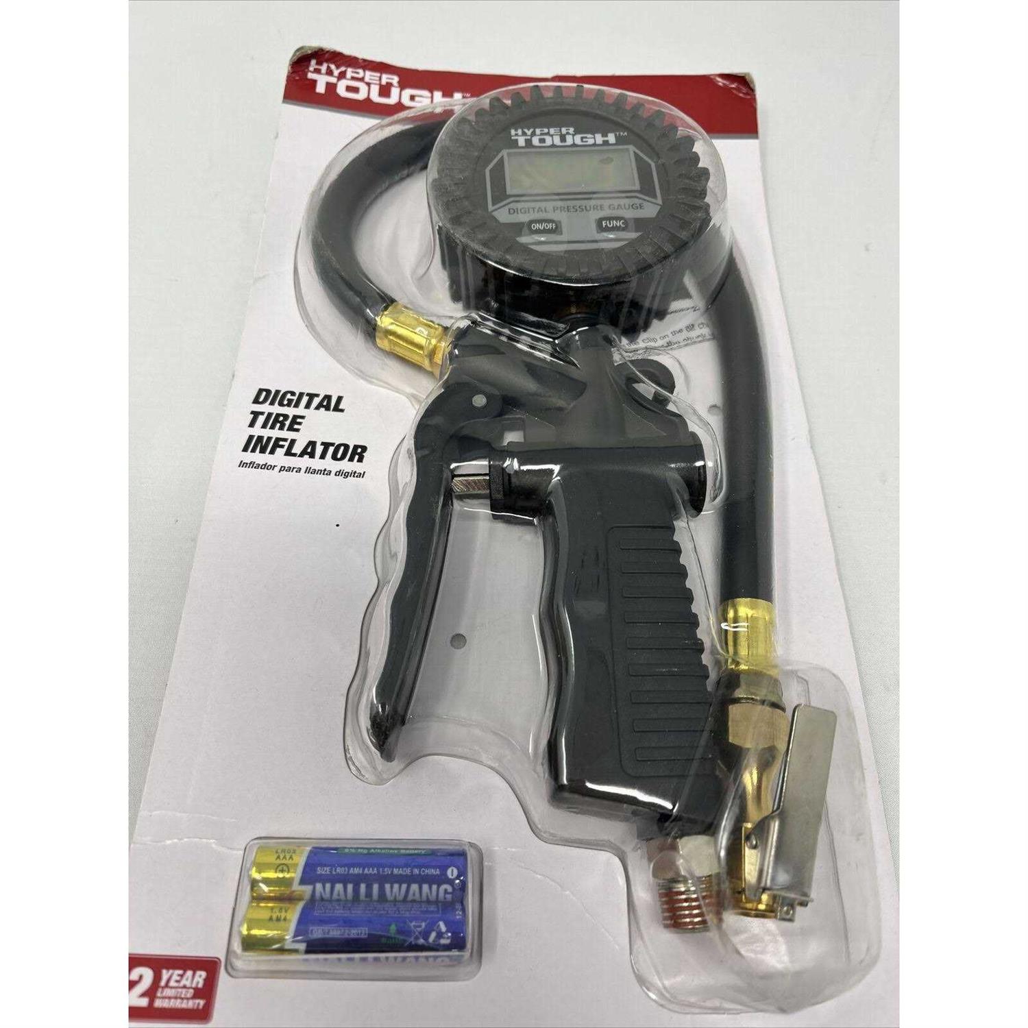Hyper Tough 1/4 Digital Tire Inflator Gauge with 16 Hose - Sports ...