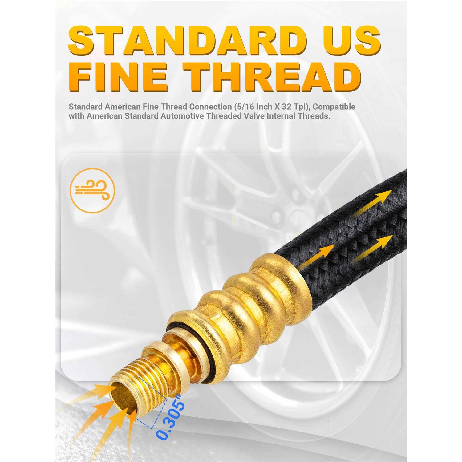 LUMITECO 12'' Tire Inflator Extension Tube Tyre Pump Quick Inflation ...