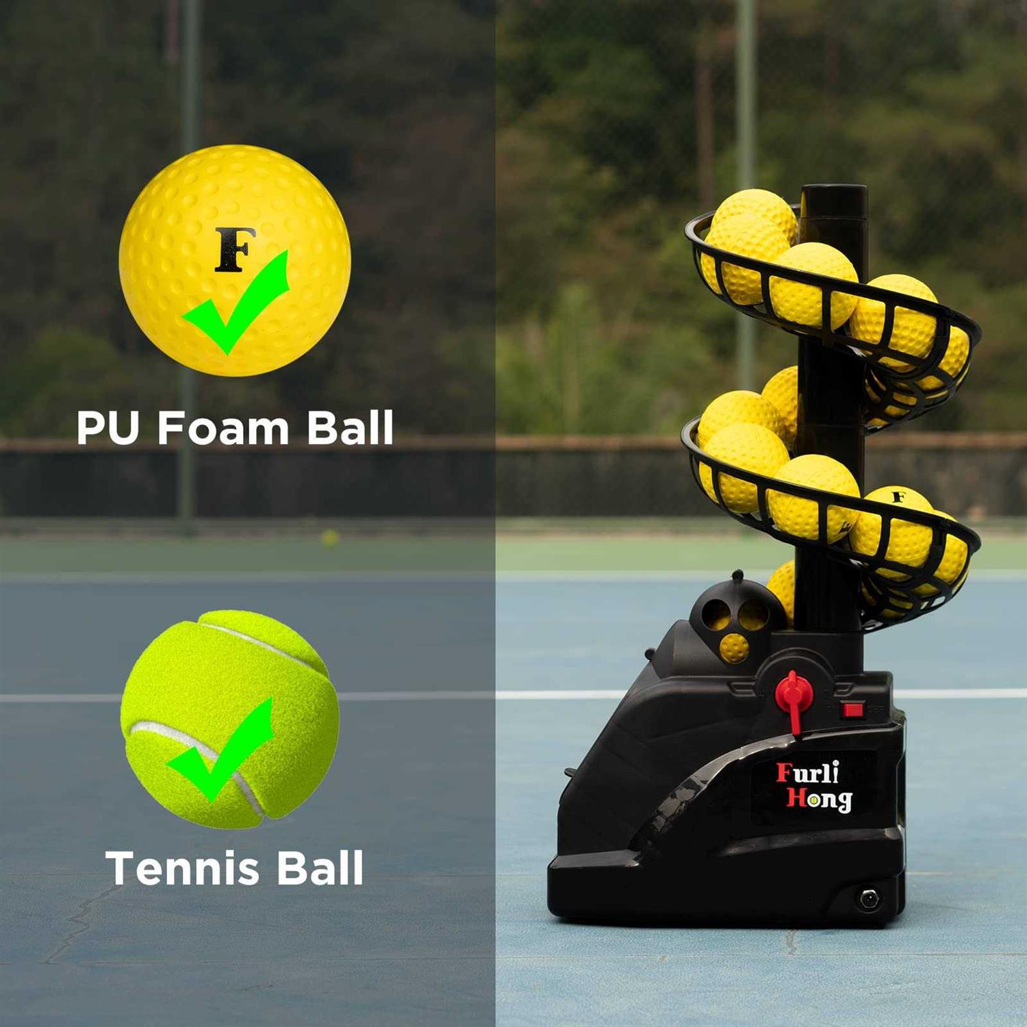 Furlihong 6802BH 2 in 1 Baseball & Tennis Ball Launcher Machine ...