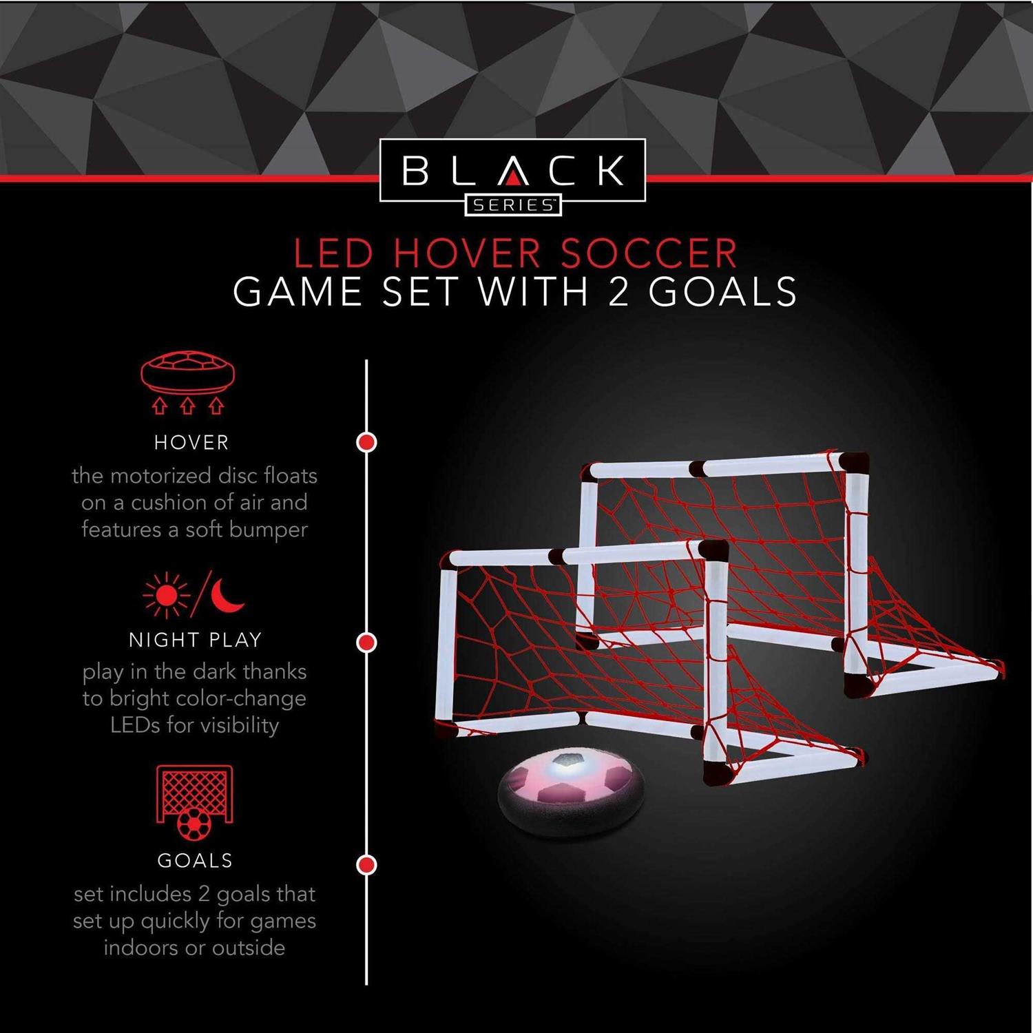 The Black Series Hover Air LED Soccer Game Set with 2 Goals Kids Fun ...