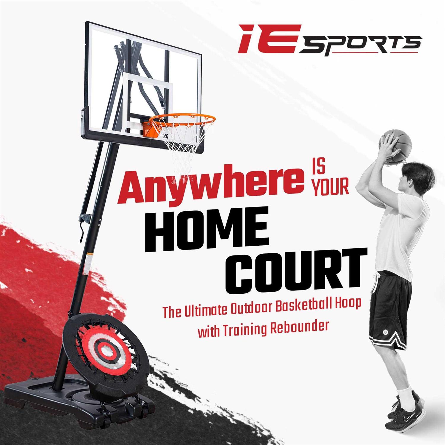 IE SPORTS Basketball Hoop Outdoor Easy Height Adjusted 7.5-10ft ...